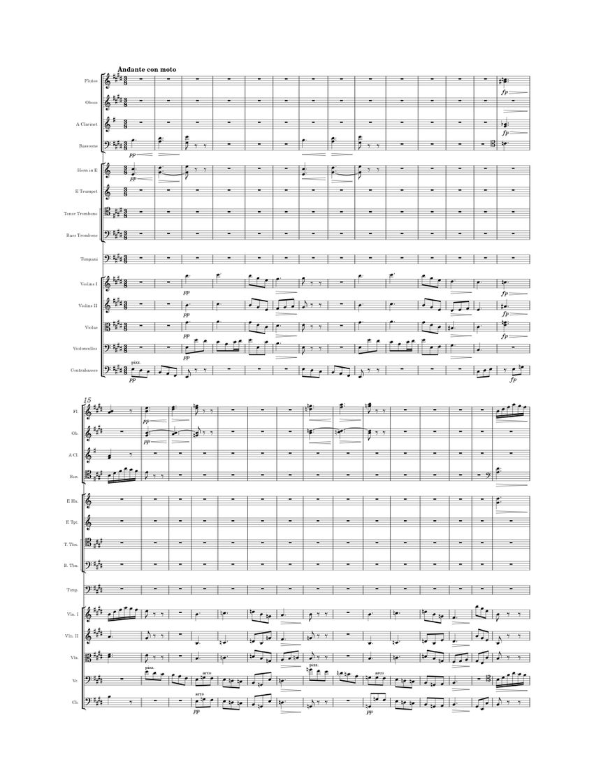 Schubert - Symphony No.8 (Unfinished) 2nd movement Sheet music for ...