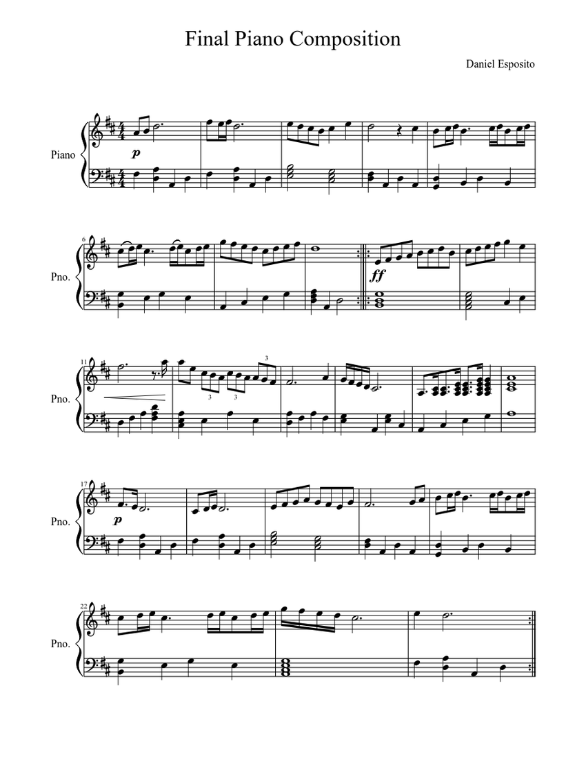 Final Piano Composition For Music Class Sheet music for Piano (Solo ...