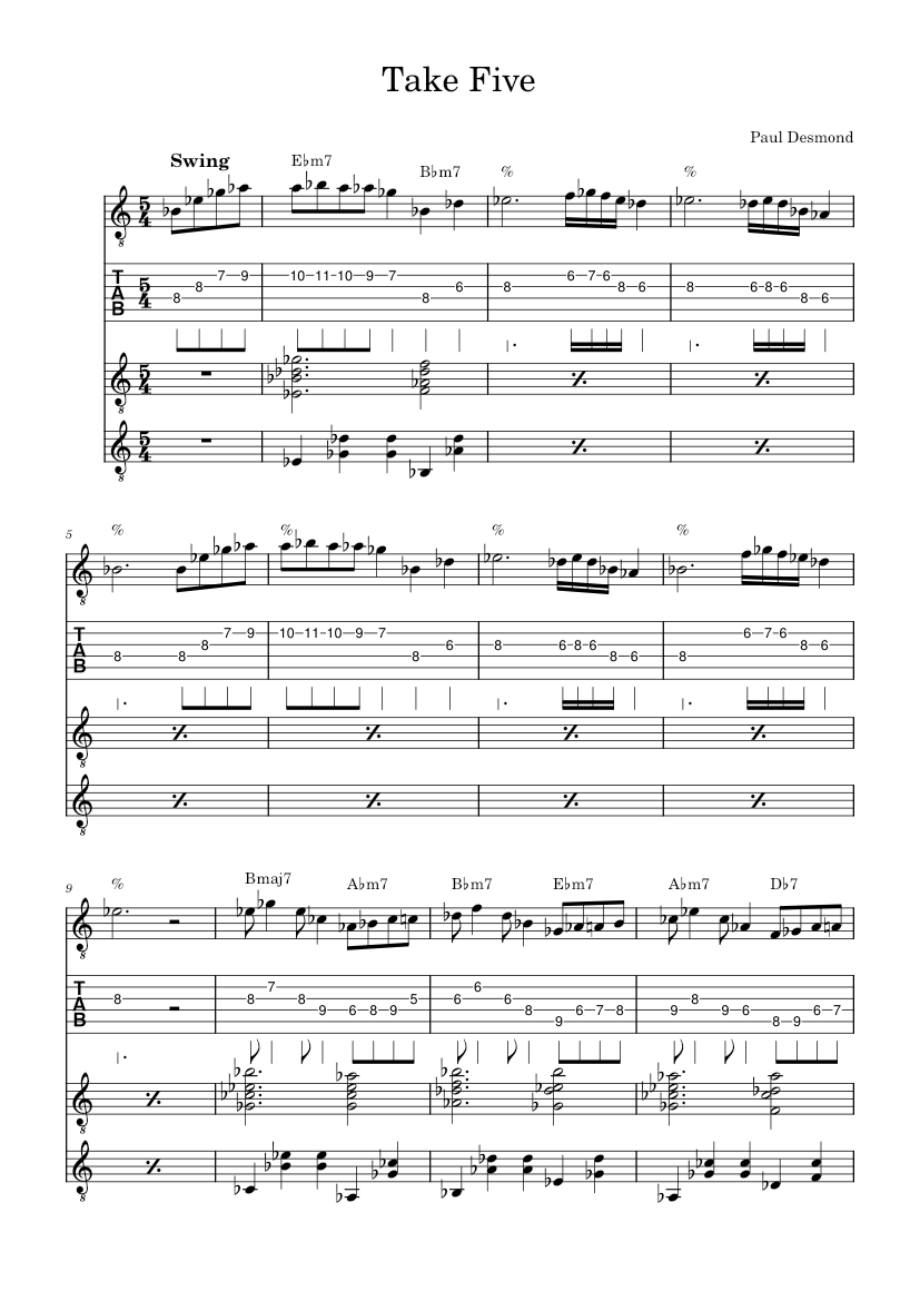 Take Five – Paul Desmond take five digitació modificada2 Sheet Music ...
