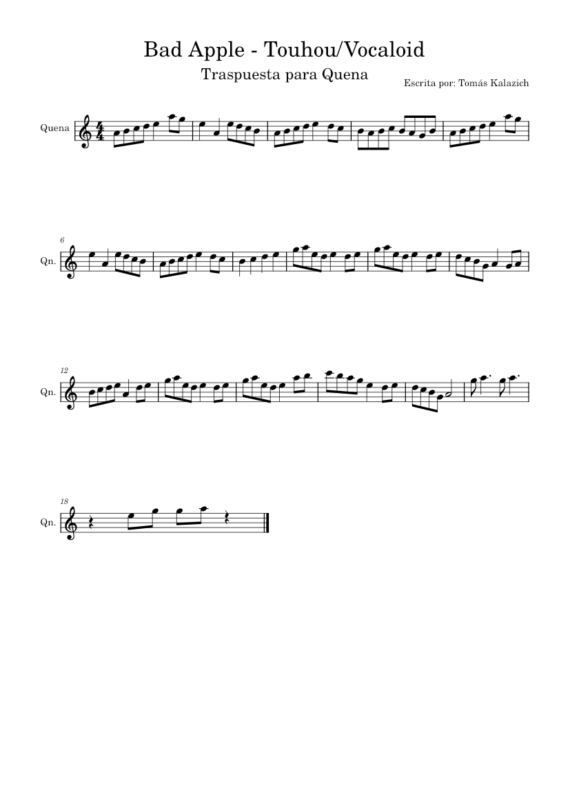 Bad Apple! – Touhou (ZUN) Bad Apple Sheet music for Flute (Solo ...