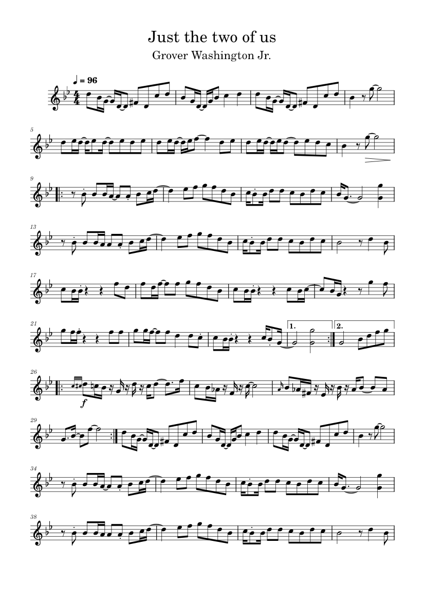Just the Two of Us – Grover Washington Jr. and Bill Withers Sheet music for Clarinet in b-flat ...
