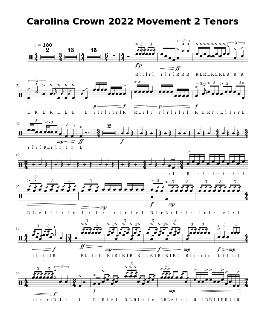 Carolina Crown 2022 Movement 2 Tenors Sheet music for Tenor drum (Solo ...