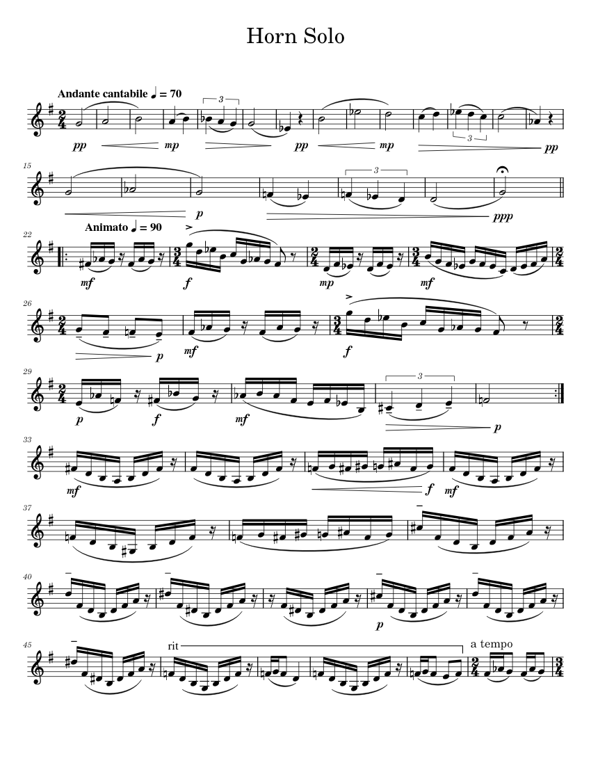 Horn Solo Sheet music for French horn (Solo) | Musescore.com
