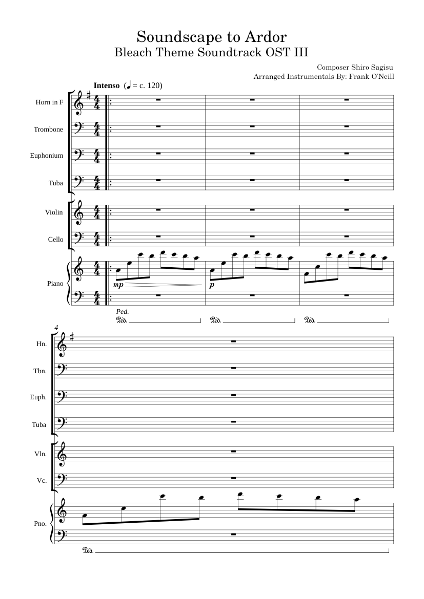Soundscape to Ardor – Shirō Sagisu Sheet Music for Piano, Trombone ...