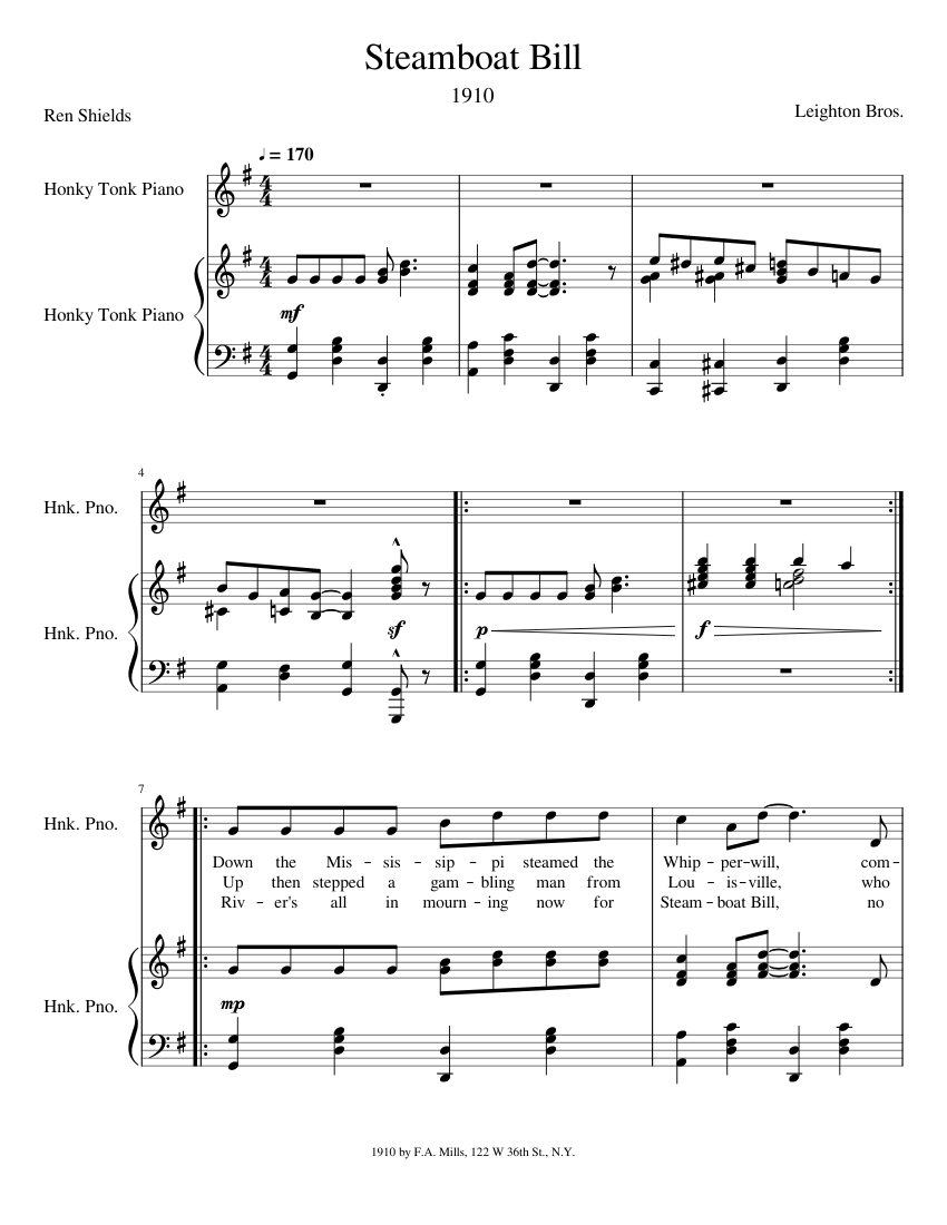 Steamboat Bill Sheet music for Piano (Piano Duo) | Musescore.com