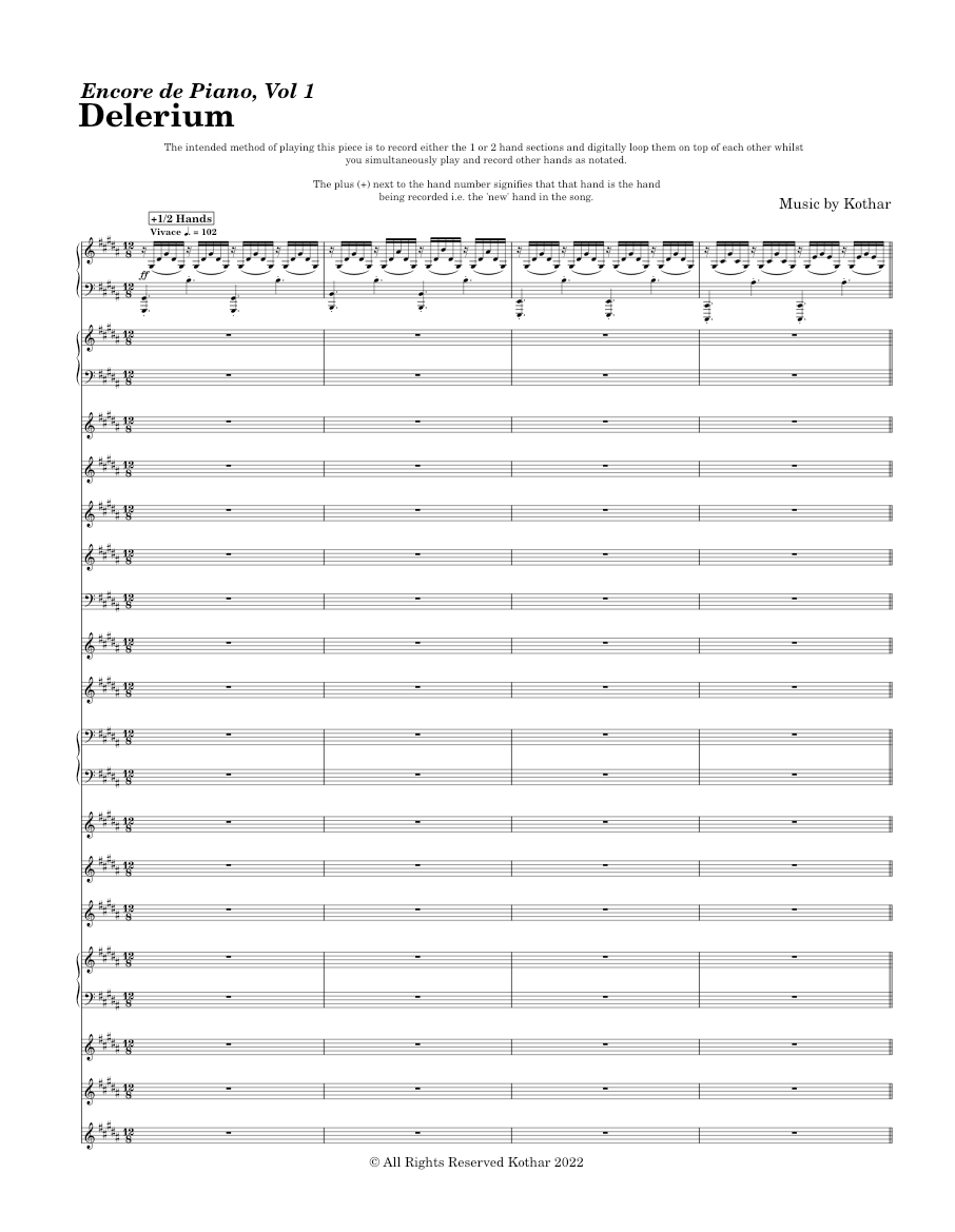 Delerium Sheet music for Piano (Solo) Easy | Musescore.com