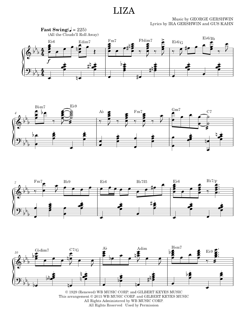 Liza Sheet music for Piano by George Gershwin Official | MuseScore.com