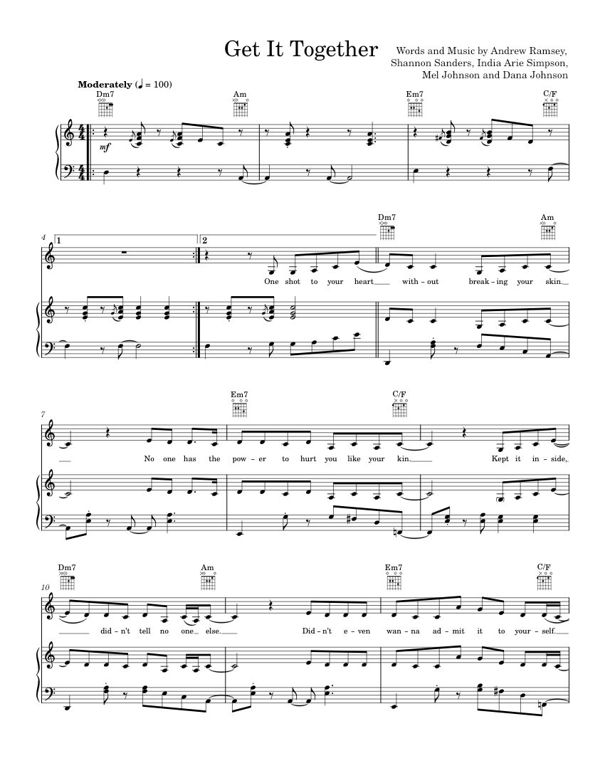 Play Official version of Get It Together Sheet Music by Shark Tale ...