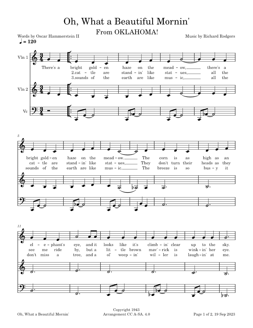 Oh, What A Beautiful Mornin' (from Oklahoma!) – Rodgers & Hammerstein ...