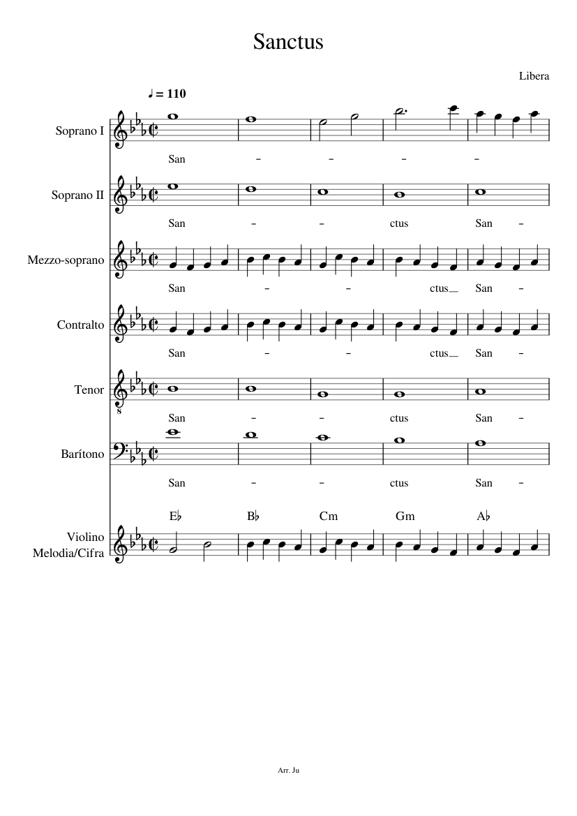 Sanctus Libera Vozes Cifra Sheet Music with Chords for Soprano, Alto ...