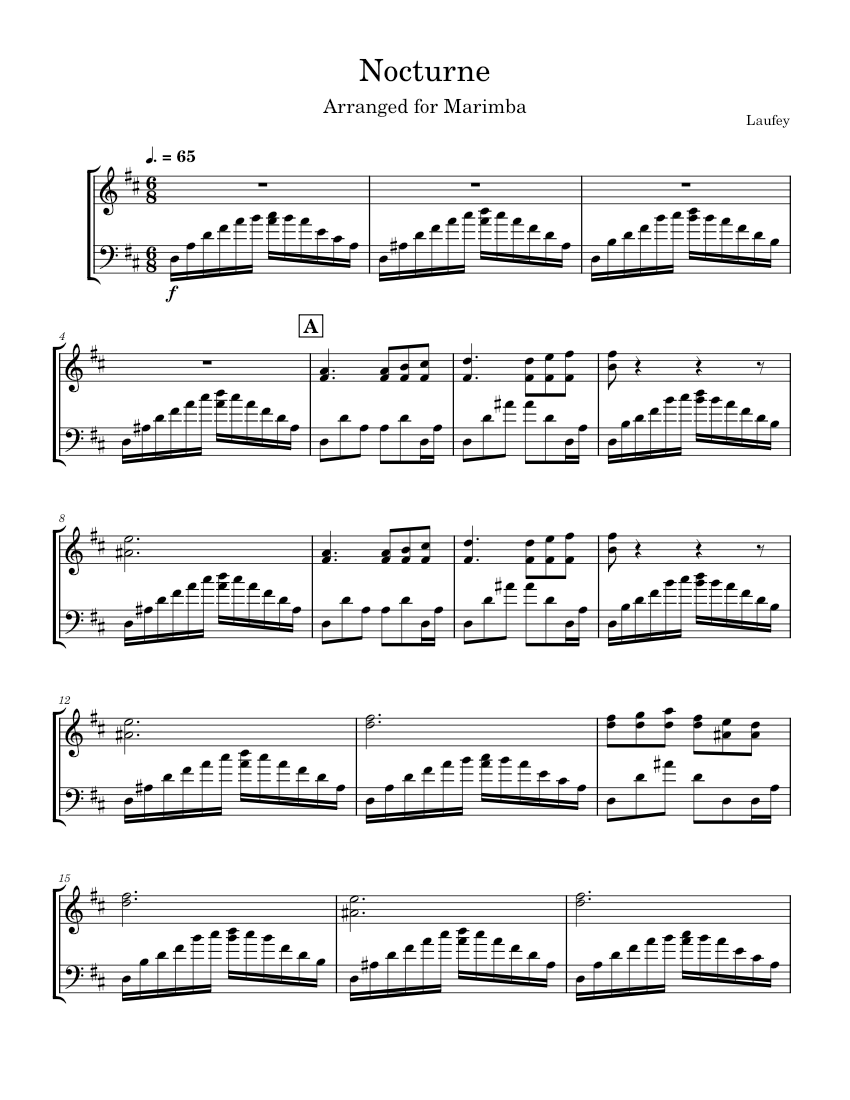 Nocturne (interlude) – Laufey Sheet music for Marimba (Solo) | Musescore.com