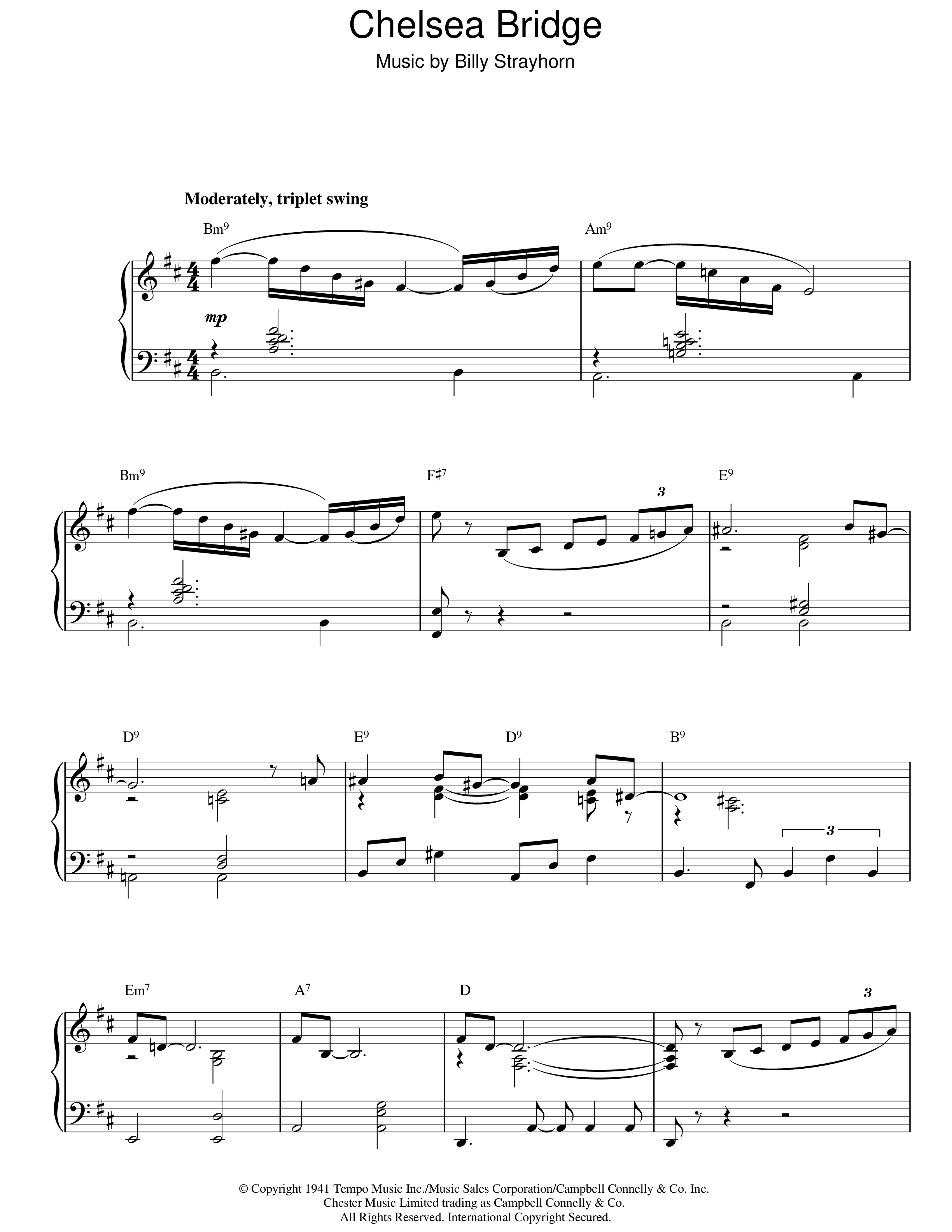 Play Official version of Chelsea Bridge sheet music by Billy Strayhorn ...