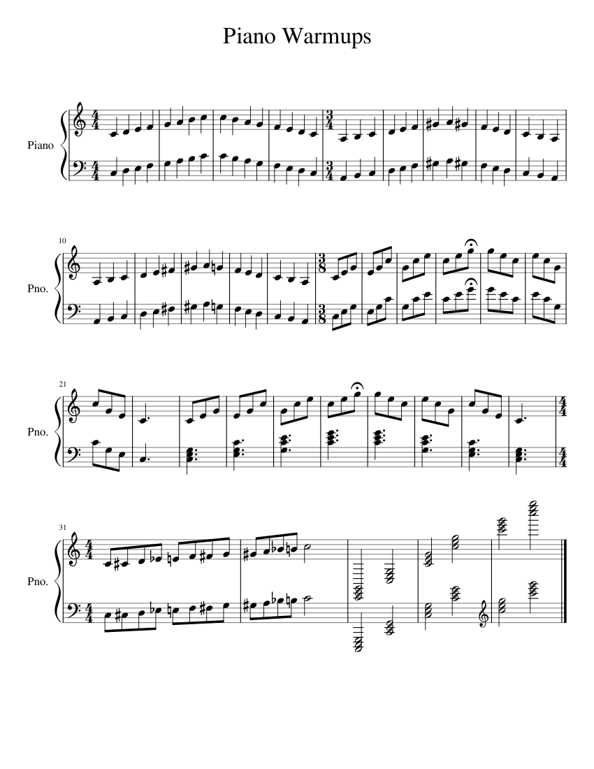 Piano Warmups Sheet music for Piano (Solo) | Musescore.com