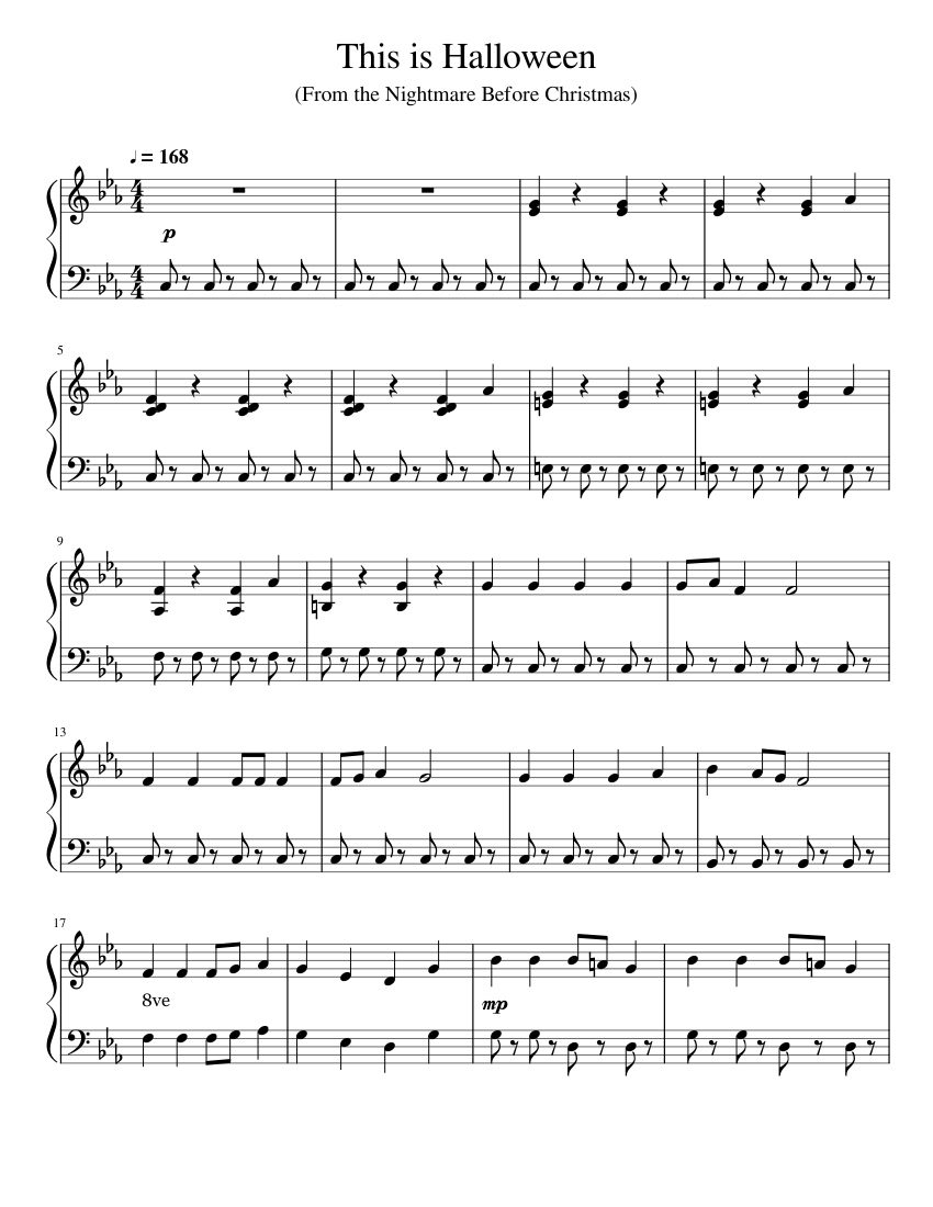 This is Halloween (Key of Eb) Sheet music for Piano (Solo) Easy ...