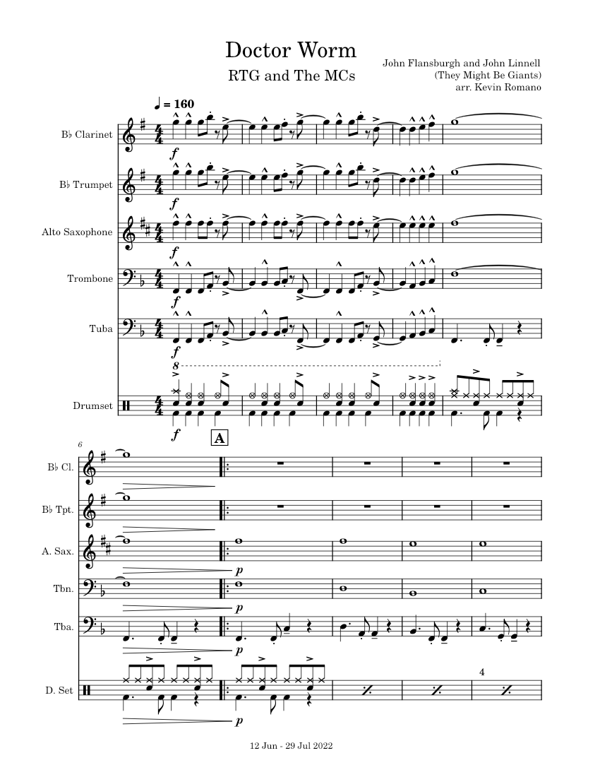 They Might Be Giants - Doctor Worm Sheet Music for Trombone, Tuba ...
