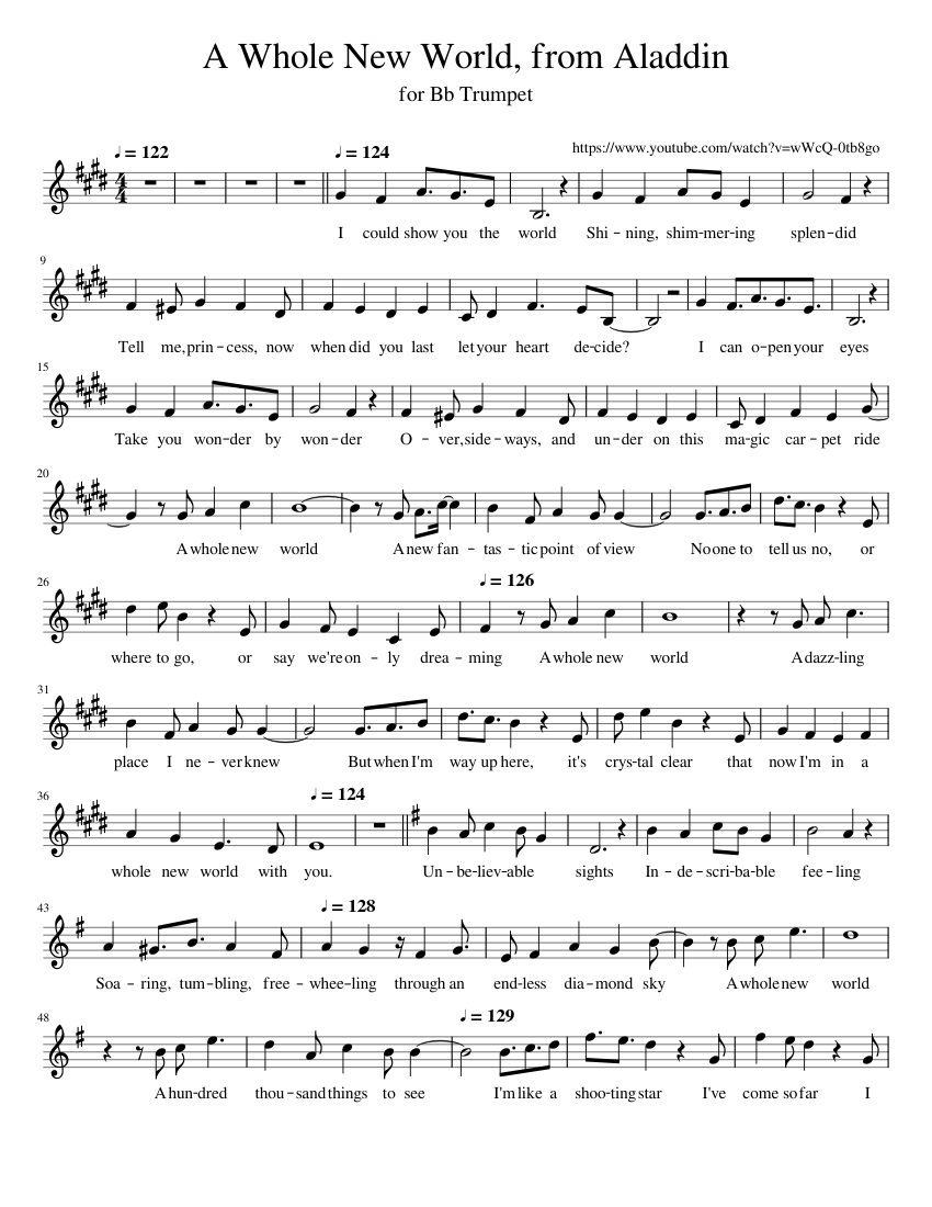 A Whole New World - Aladdin Sheet music for Trumpet in b-flat (Solo ...