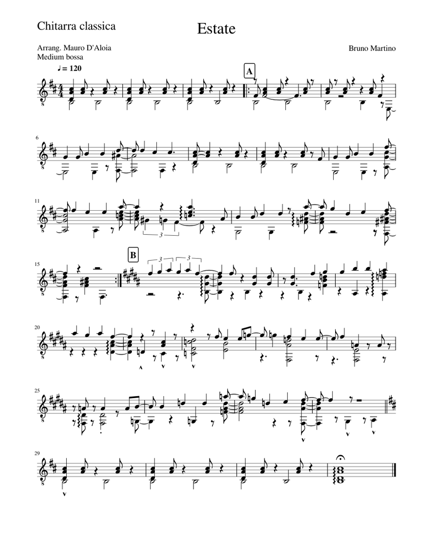 Estate Sheet music for Guitar (Solo) | Musescore.com