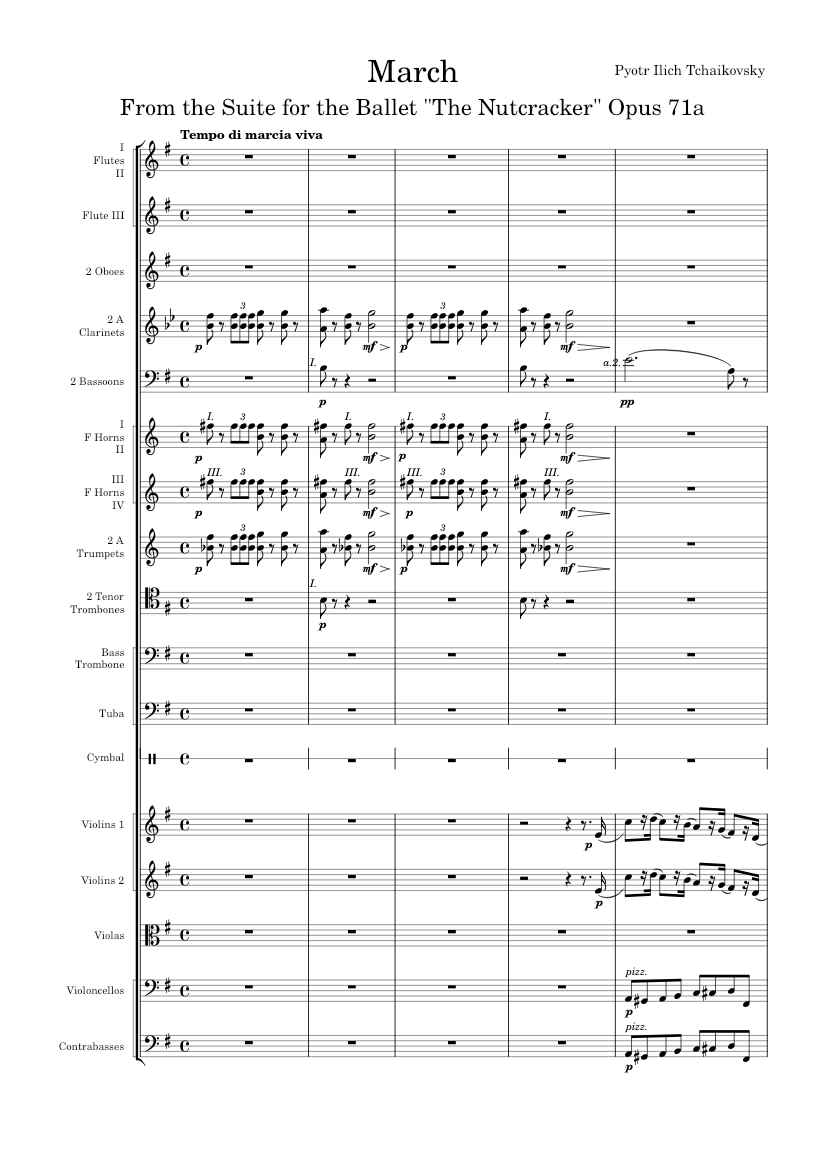 The Nutcracker Suite Opus 71a, March – Pyotr Ilich Tchaikovsky Sheet ...