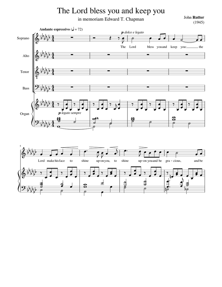 The Lord bless you and keep you – John Rutter Sheet music for Soprano ...
