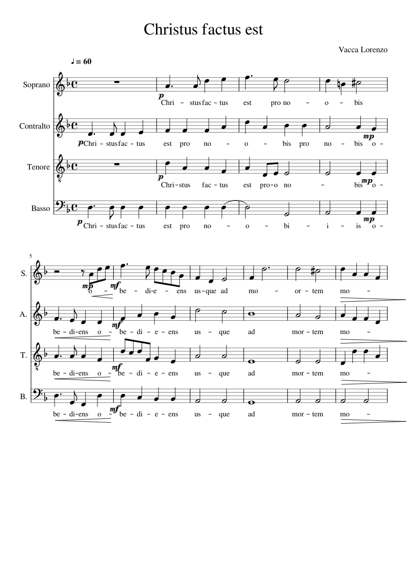 Christus factus est Sheet music for Soprano, Alto, Tenor, Bass voice (Choral) | Musescore.com