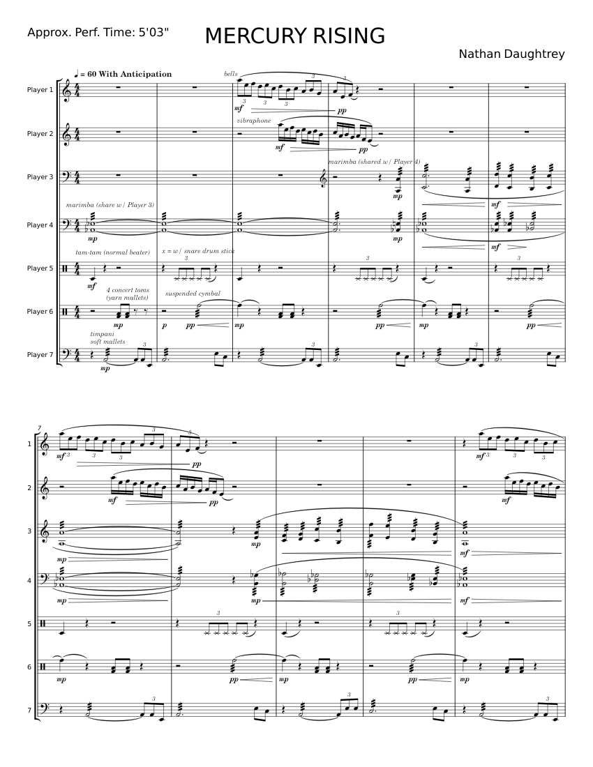 MERCURY RISING - Nathan Daughtrey Sheet Music for Timpani, Vibraphone ...