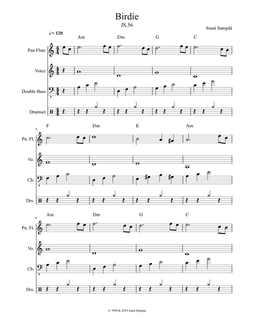 Birdie (for Pan-flute and Choir) Sheet music for Voice (Other) (Solo ...