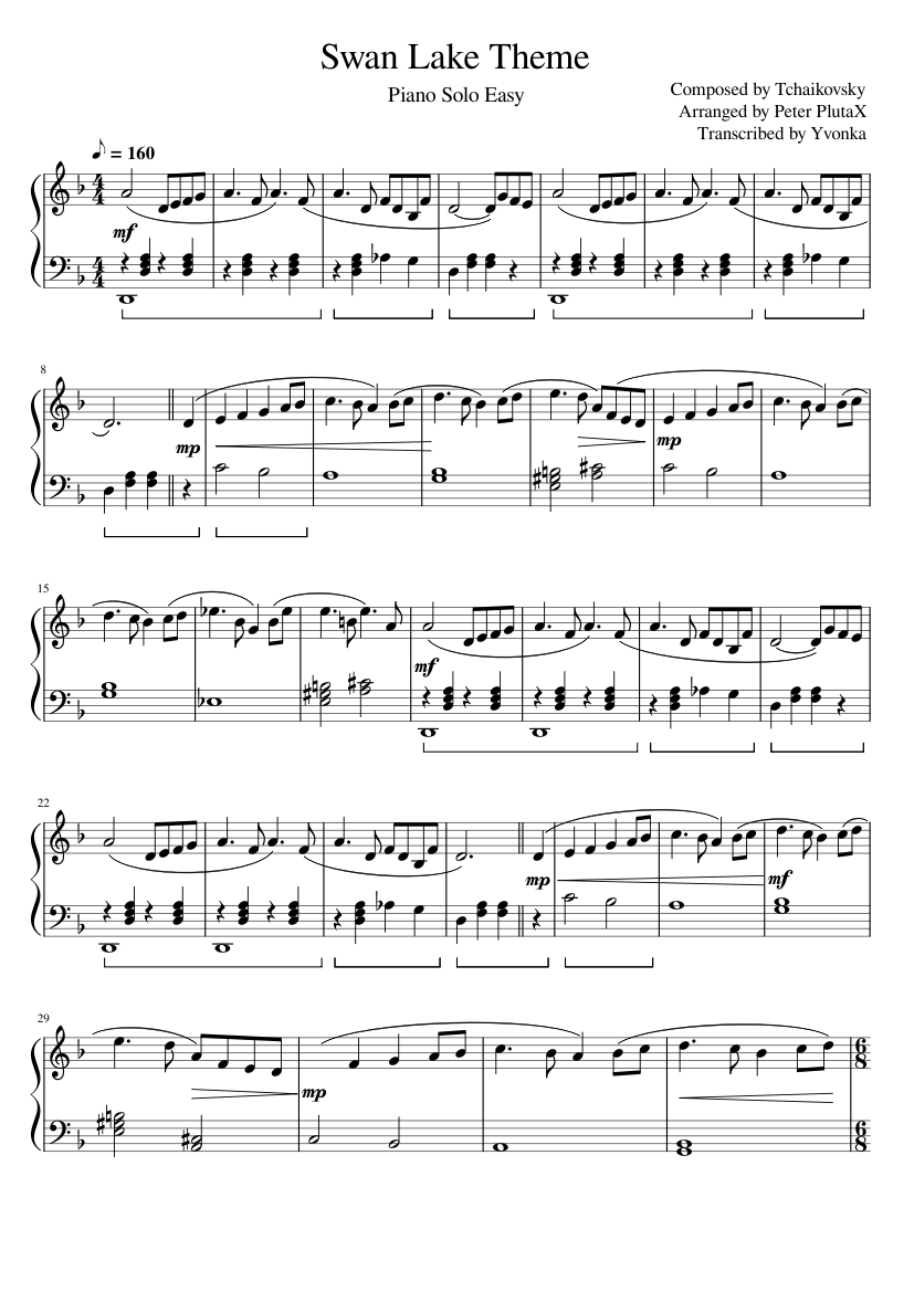 Swan Lake Sheet Music for Piano (Solo) Easy | MuseScore.com