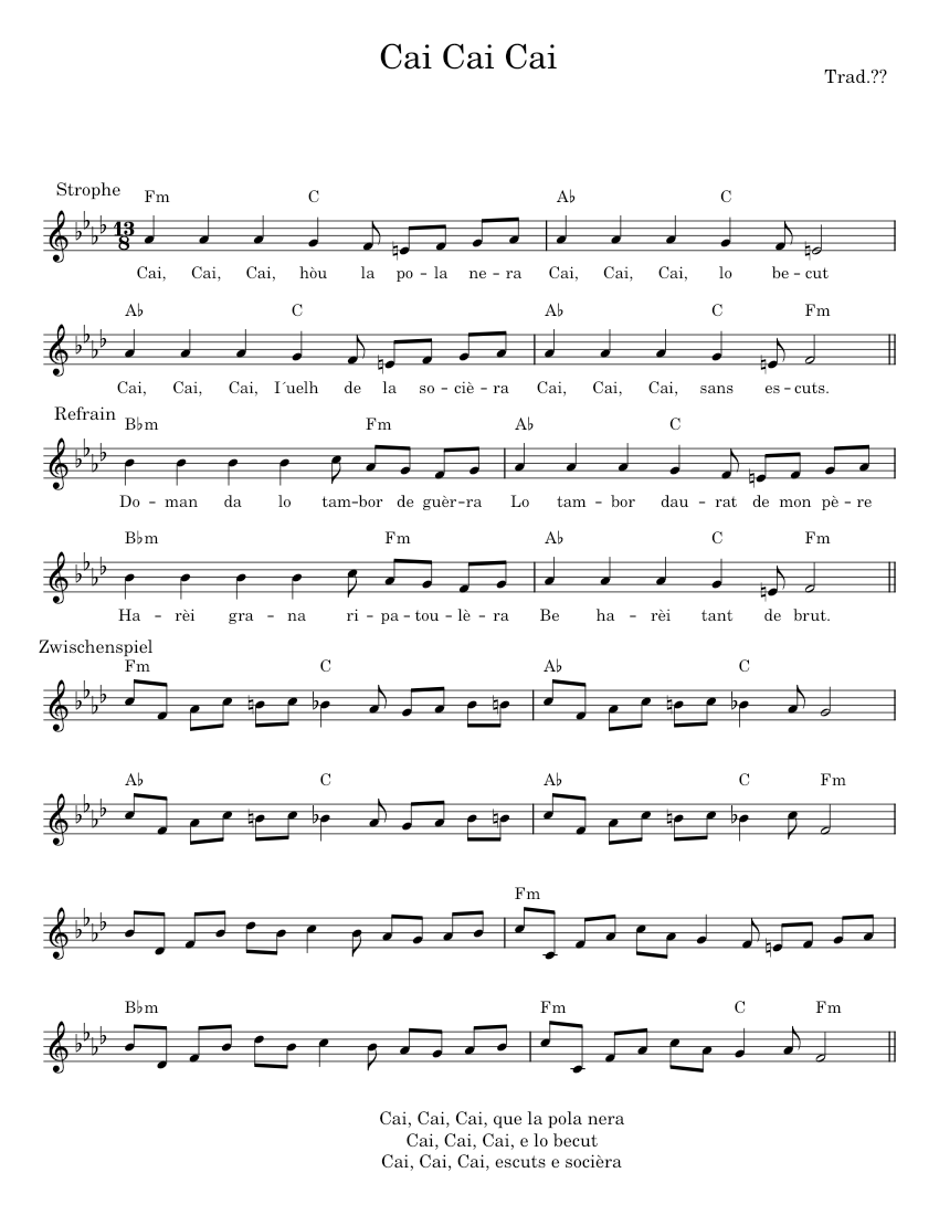 Cai Cai Cai Sheet music for Synthesizer (Solo) | Musescore.com
