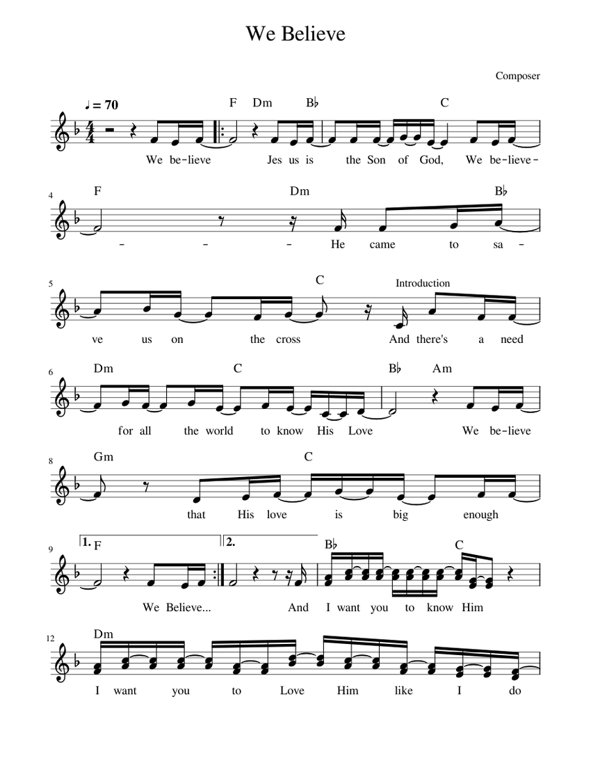 We Believe 1 Sheet music for Piano (Solo) Easy | Musescore.com