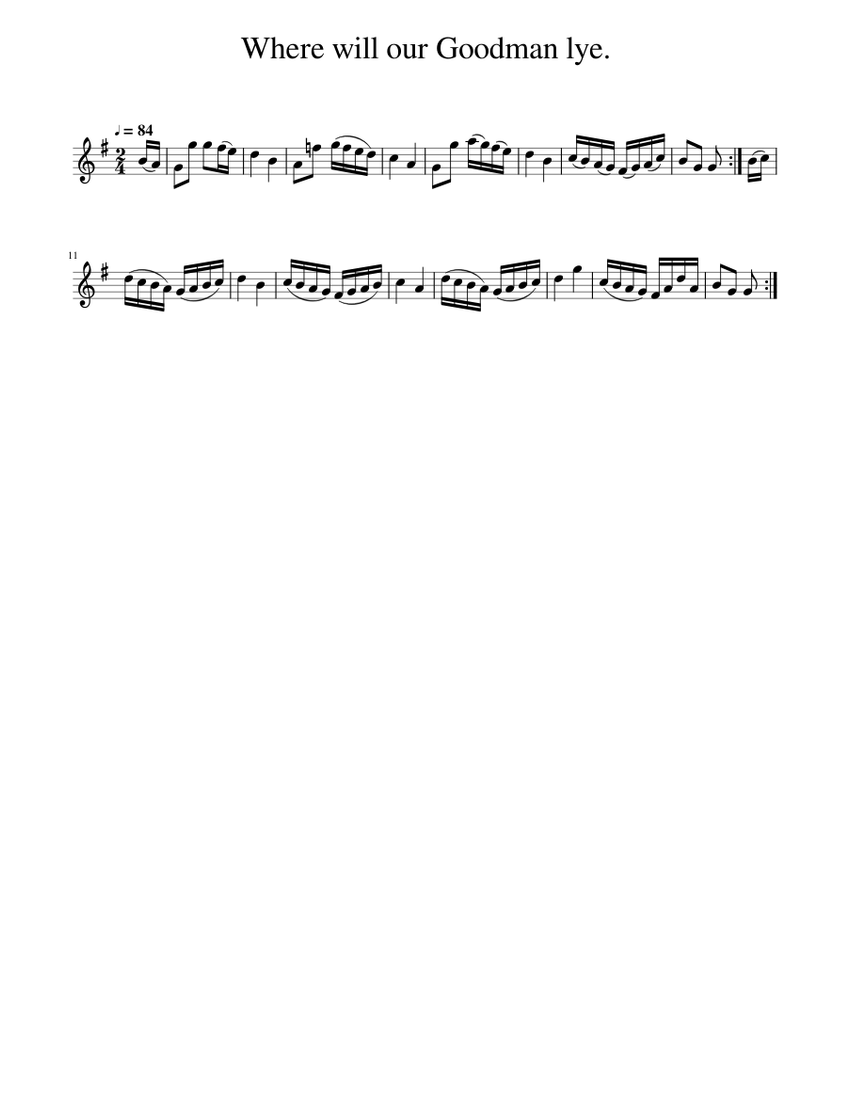 Where will our Goodman lye. Sheet music for Piano (Solo) | Musescore.com