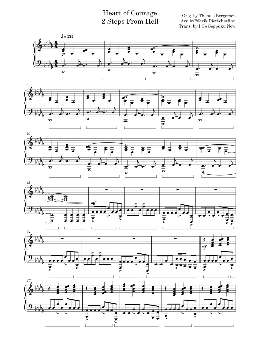 Heart of Courage - Two Steps From Hell – Thomas Bergersen Sheet music ...