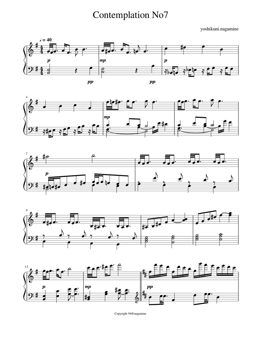 Contemplation No7 Sheet music for Piano (Solo) | Musescore.com