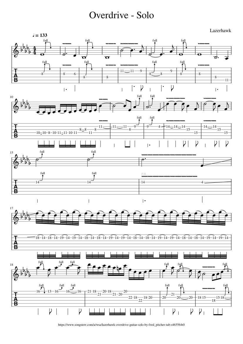 Overdrive (solo) - Lazerhawk Sheet music for Guitar (Solo) | Musescore.com