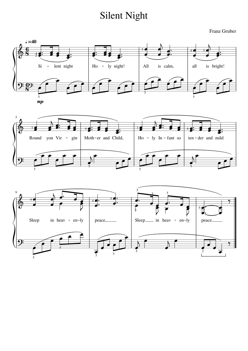 Silent Night Sheet music for Piano (Solo) Easy | Musescore.com