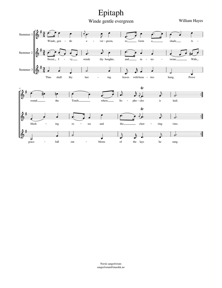 Epitaph Sheet music for Vocals (Choral) | Musescore.com