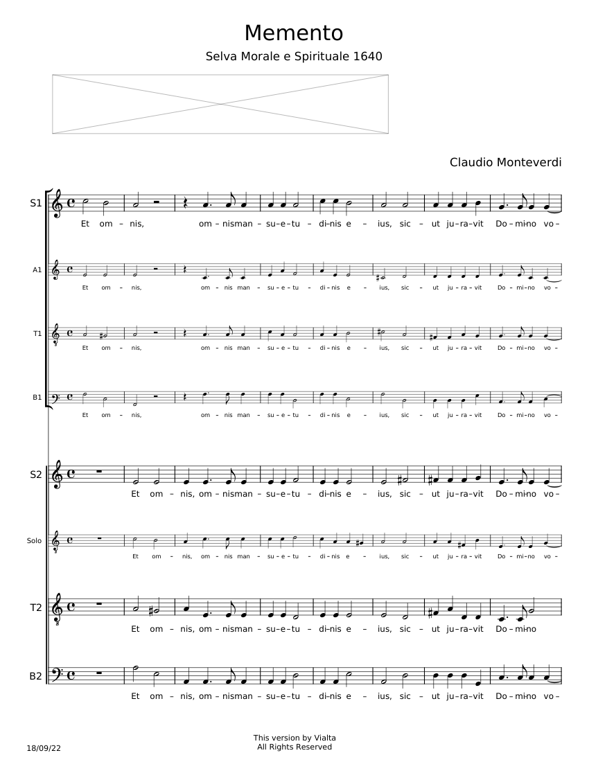 Memento – Claudio Monteverdi Sheet music for Vocals (Choral ...