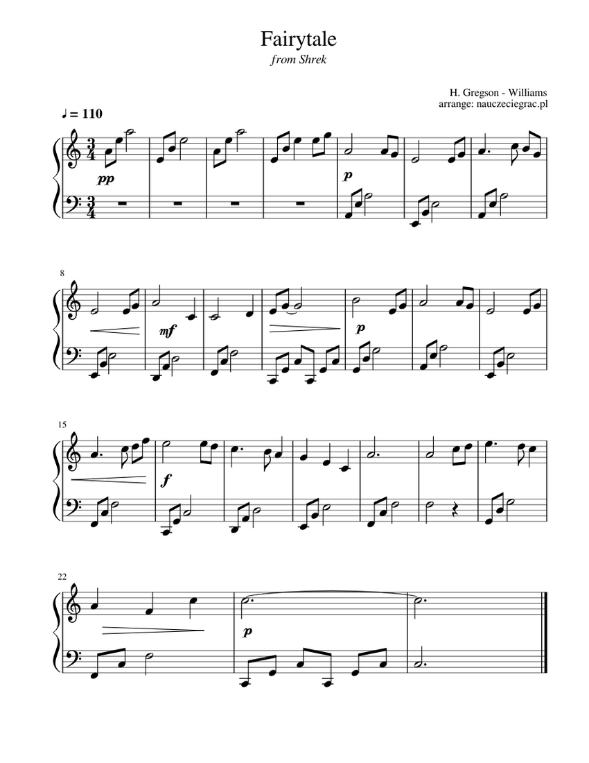 Fairytale Sheet music for Piano (Solo) | Musescore.com