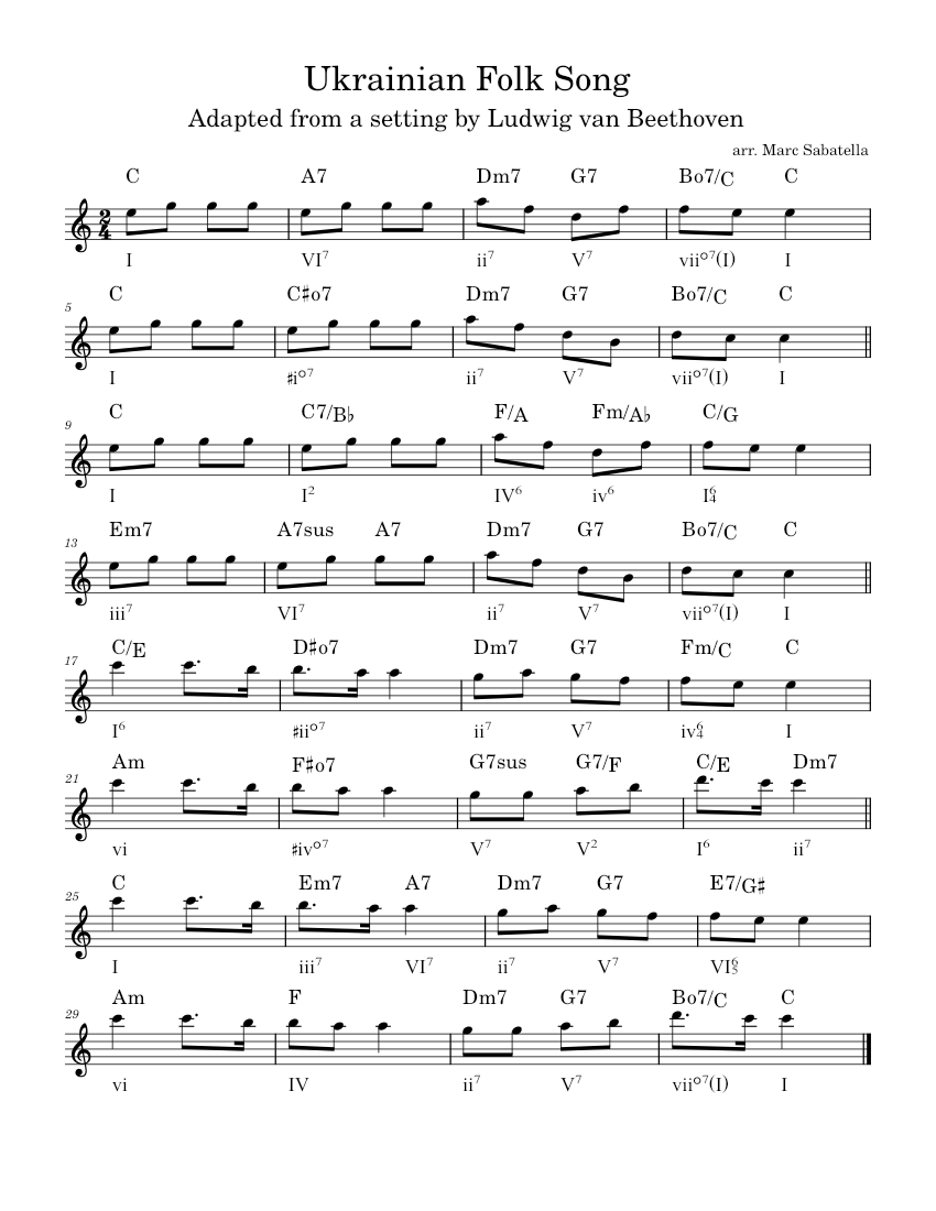 Ukrainian Folk Song, Op. 107, No. 3 – Ludwig van Beethoven Sheet music ...