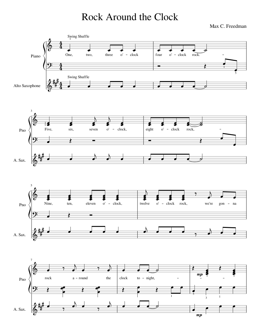 Rock Around the Clock Sheet music for Piano (Solo) | Musescore.com