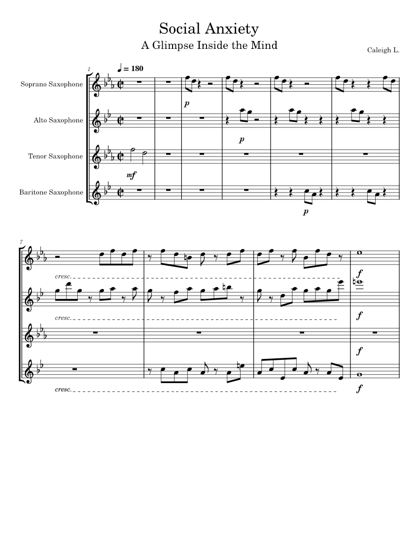 Social Anxiety Sheet music for Saxophone alto, Saxophone tenor ...
