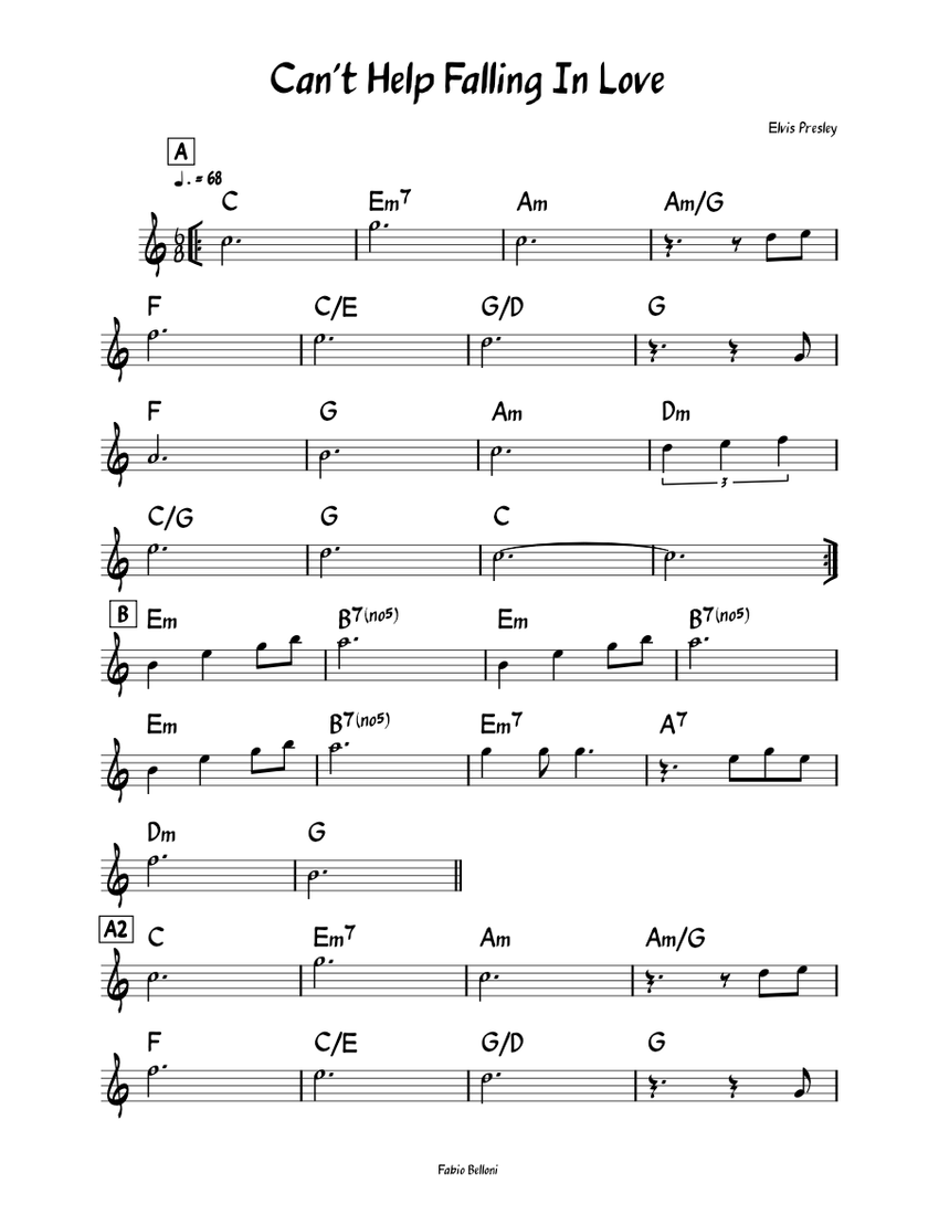 Can't Help Falling In Love – Elvis Presley Sheet music for Piano (Solo ...