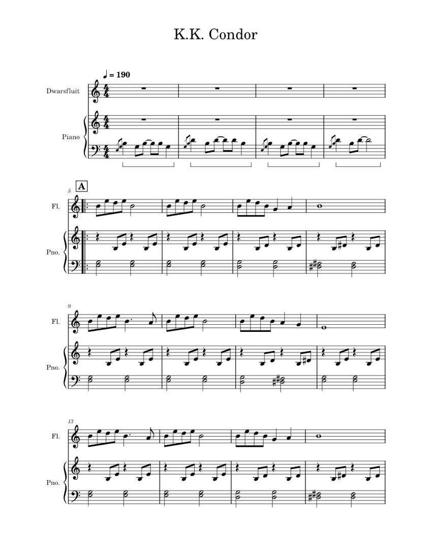 K.K. Condor - Animal Crossing Sheet music for Piano, Flute (Mixed Duet ...