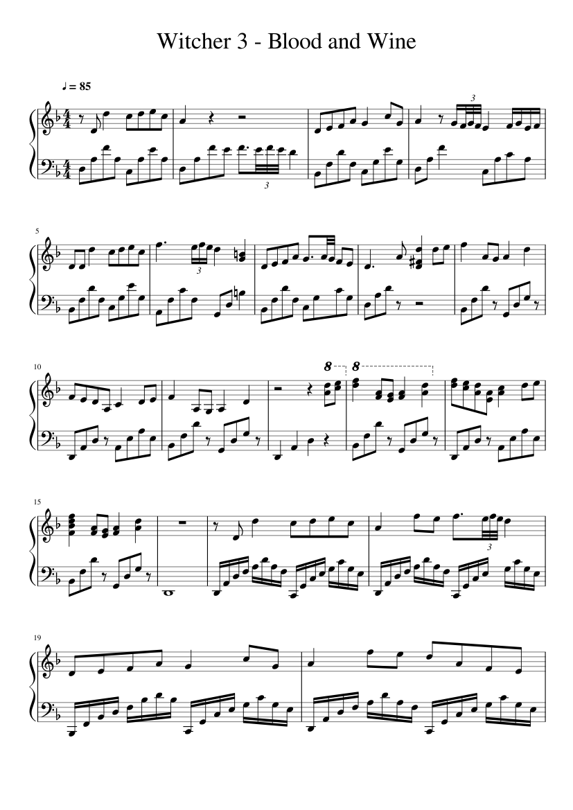 Witcher 3 Blood and Wine Sheet Music for Piano (Solo) | MuseScore.com
