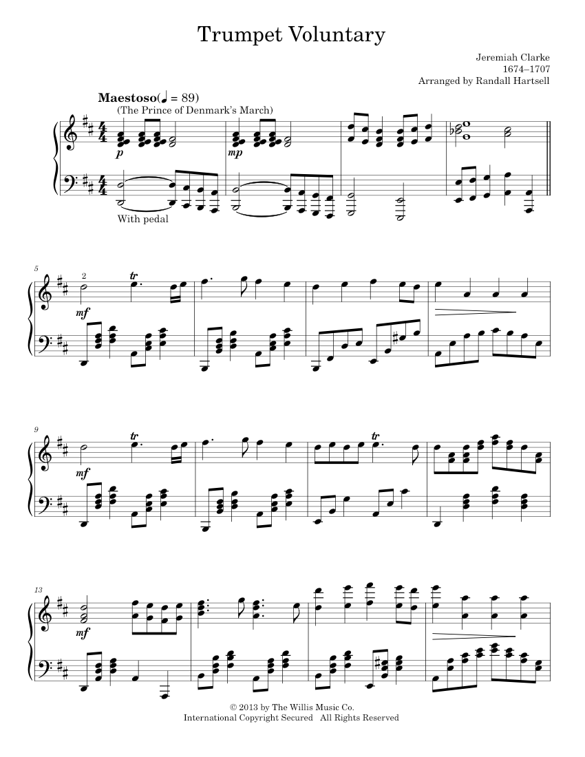 Play Official version of Trumpet voluntary sheet music by Jeremiah ...