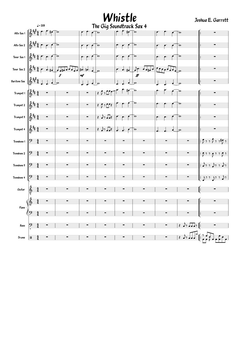 Whistle Sheet music for Piano, Trombone, Saxophone alto, Saxophone ...