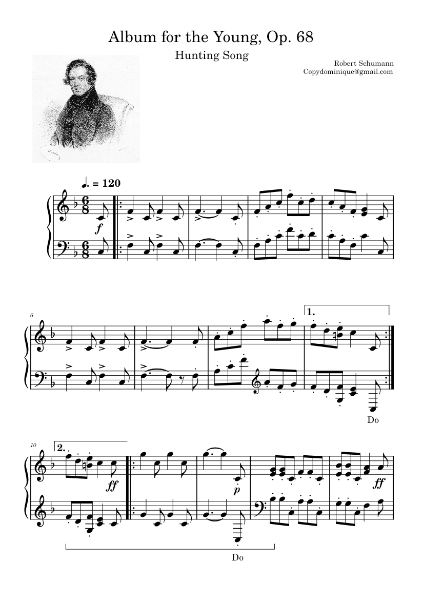 Opus 68 n°7 Air de chasse – Robert Schumann Album for the Young(Hunting ...