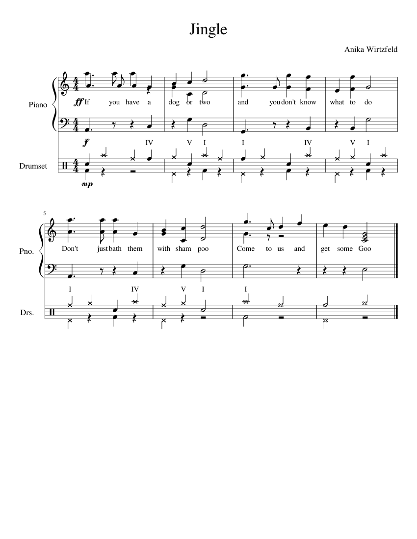 Jingle Sheet music for Piano, Drum group (Mixed Duet) | Musescore.com
