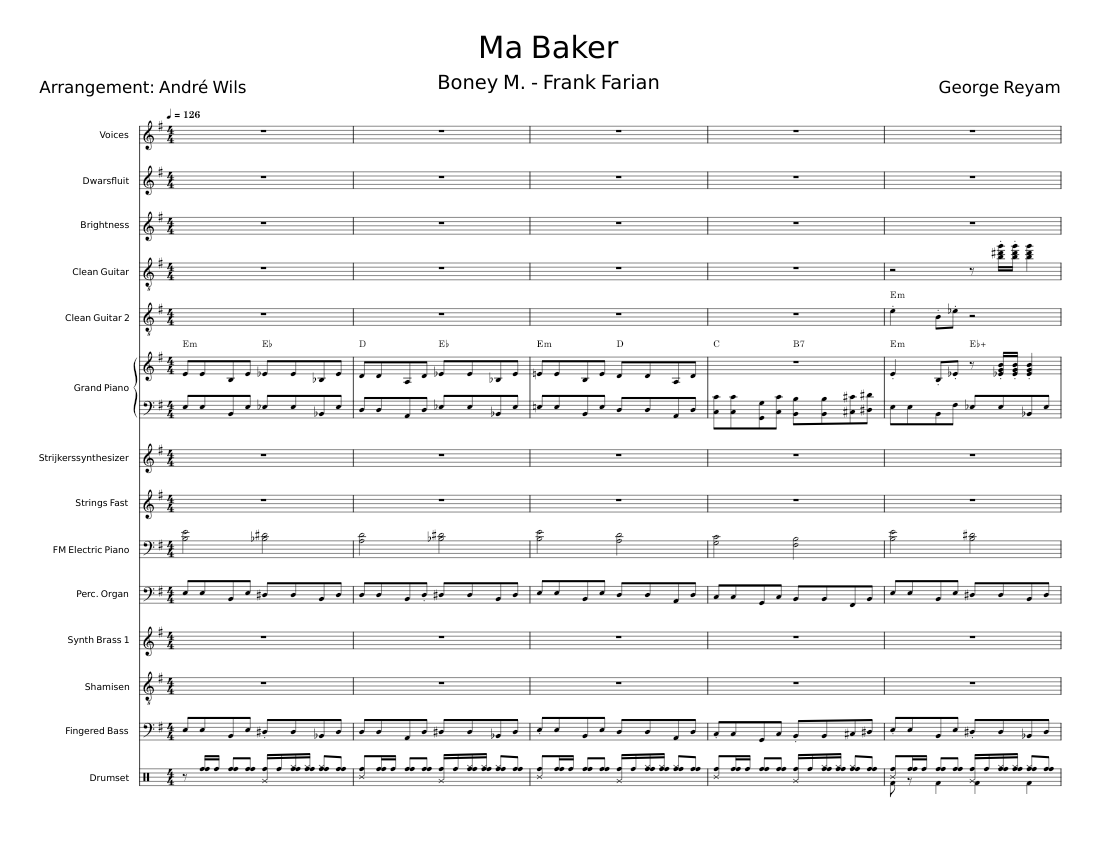 Ma baker - Boney M. Sheet Music with Chords for Piano, Organ, Flute ...