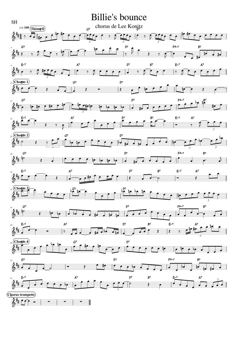 Billie's Bounce (Lee Konitz) Sheet music for Saxophone alto (Solo ...