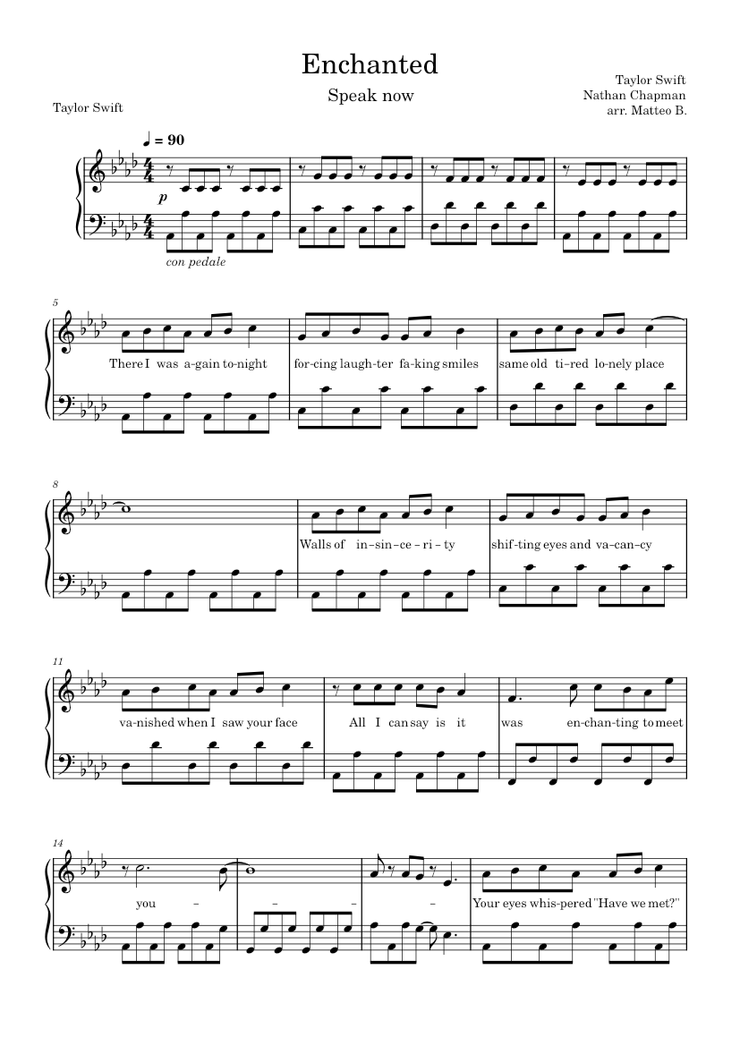 Enchanted – Taylor Swift Sheet music for Piano (Solo) | Musescore.com